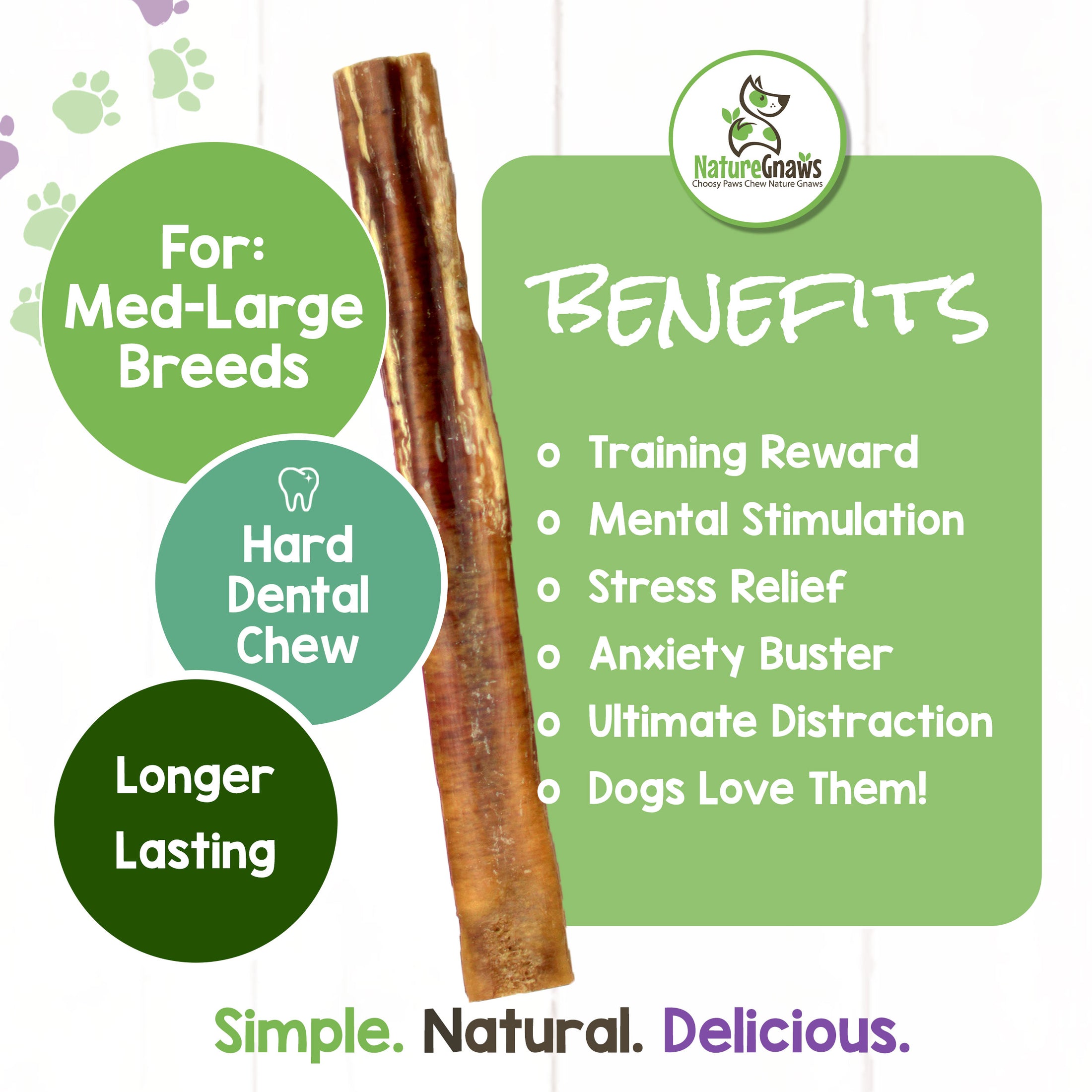12" Jumbo Bully Stick | Natural Dog Chew Treats | Nature Gnaws | 3 ...